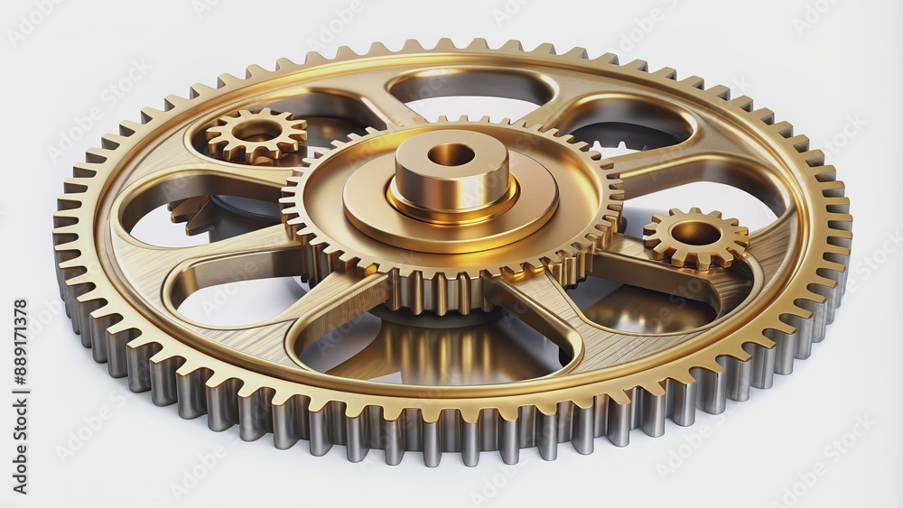 Hyperrealistic isolated gear wheel on white background with intricate ...