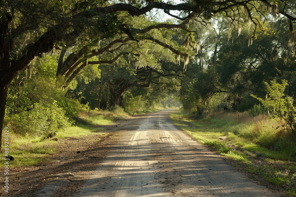 Oaks Country Road Scene in Savannah, Georgia. Scenic Location with ...