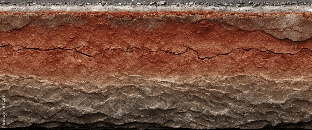 Cross-section through a soil layer with different colored sediment ...
