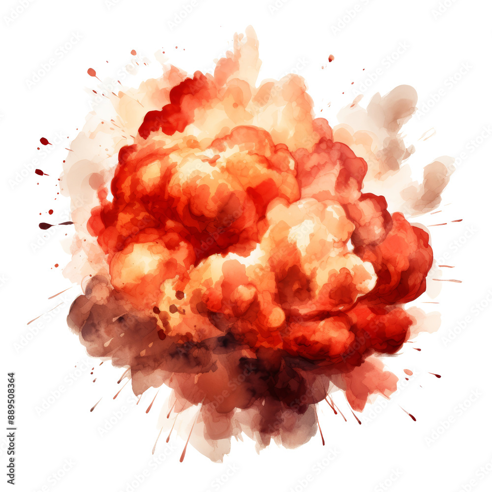 red explosion watercolor isolated on transparent background cutout ...