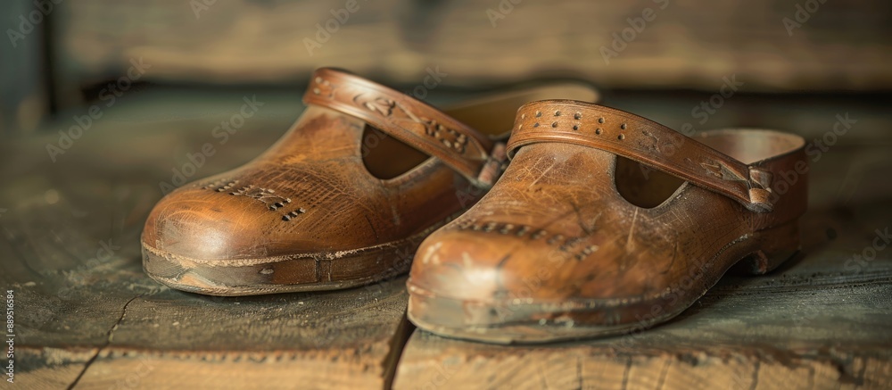Vintage British children's clogs with wooden soles and clog irons ...