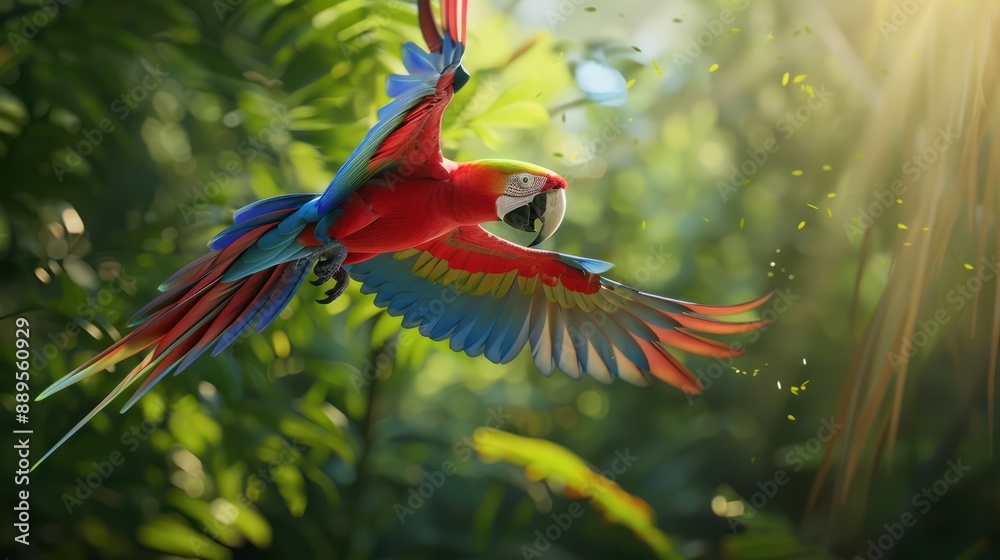 Spectacular picture of a tropical macaw parrot in flight animal kingdom ...