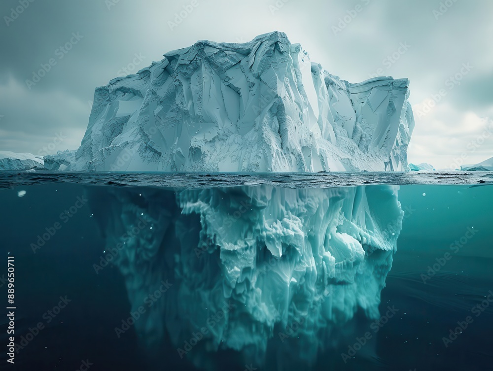 Foto de Stock Stunning half-submerged iceberg, showcasing its massive ...