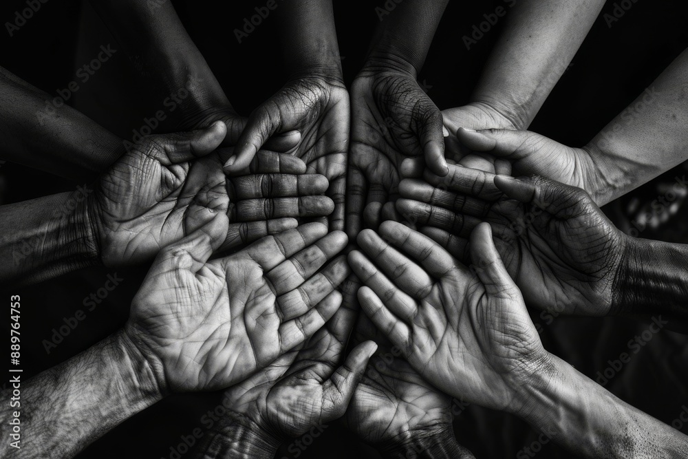 An adult holding the hand of a little African child. Supporting and ...
