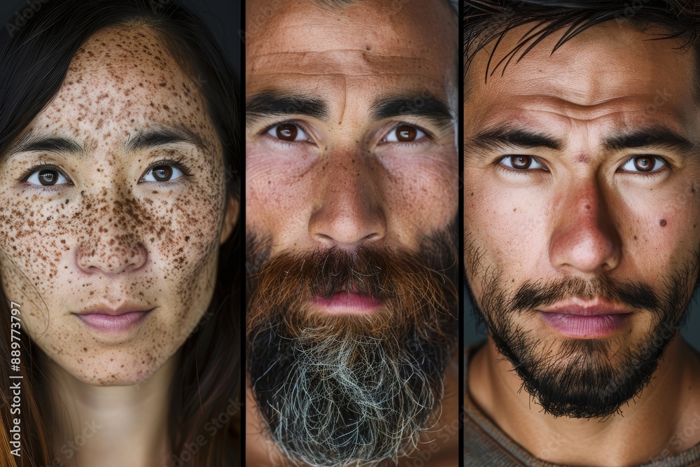 Human face created from portraits of men and women of different ages ...