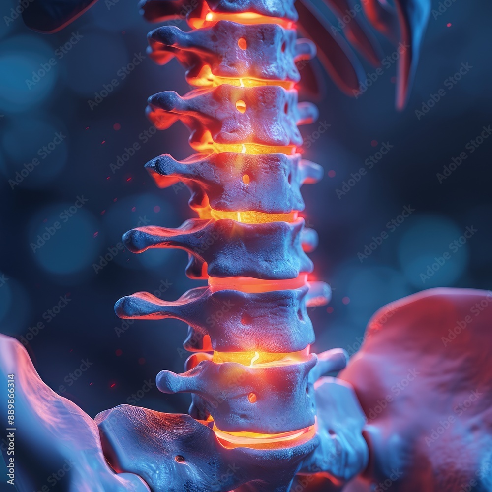 Anatomical image : visual of spine, intricate structure and alignment ...
