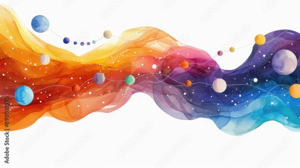 Engaging watercolor artwork showcasing physics concepts like forces and ...