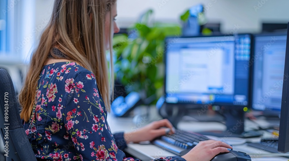 An inclusive office setting where an employee with limited hand ...