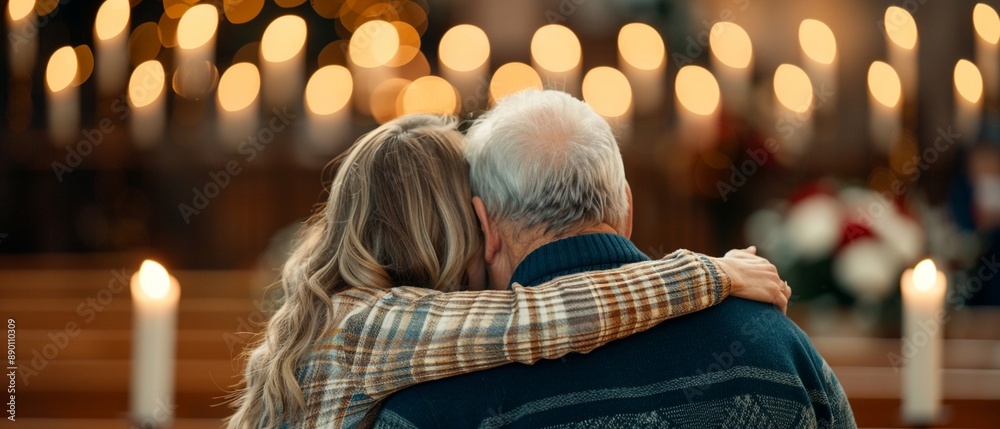 Family members hugging and sharing memories at a memorial service ...