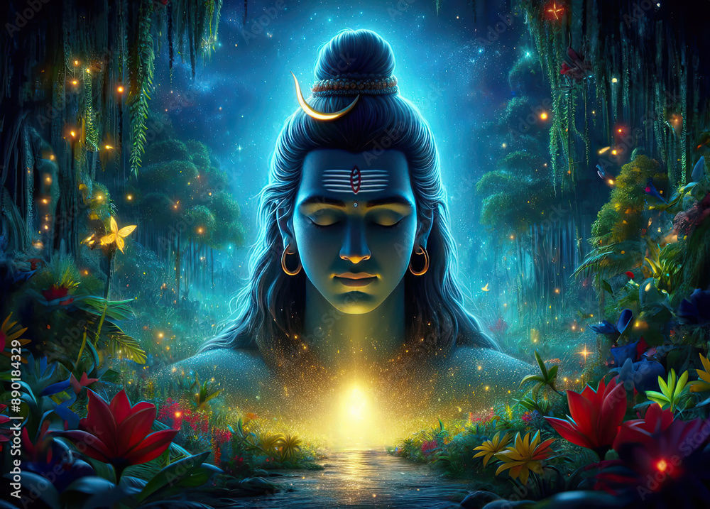 lord shiva meditation in forest,yogi, shivratri, blue night ...