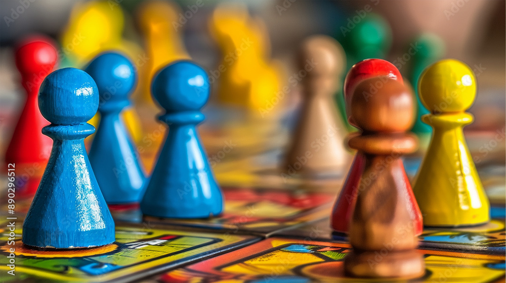 Colorful bright board game macro close up, playing board game and ...