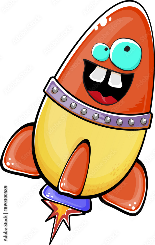 Rocket spaceship character. Cartoon space rocket isolated on ...