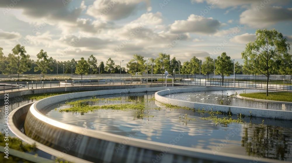 Generate a photo realistic image of integrated urban water management ...