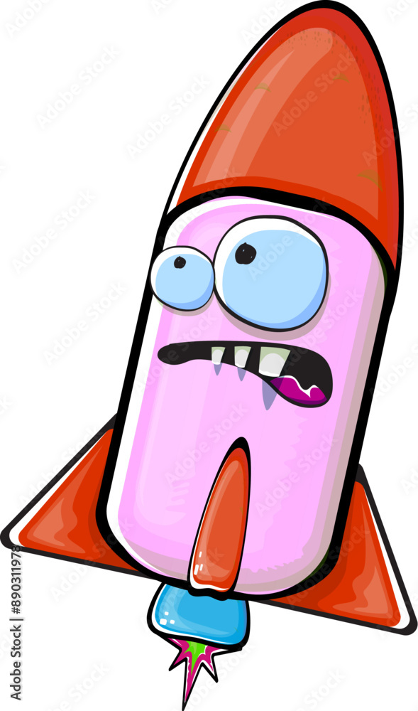Rocket spaceship character. Cartoon space rocket isolated on ...