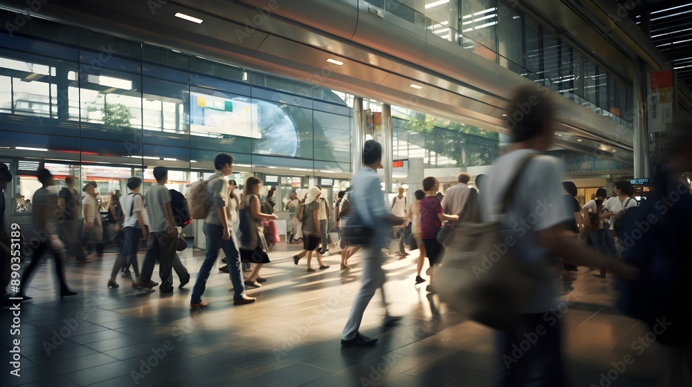 Document the daily routines of commuters during rush hour at a busy ...