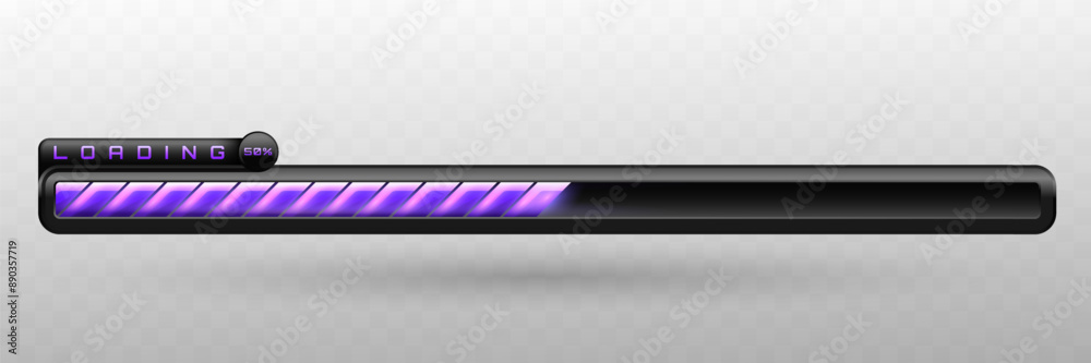 Loading Progress Bar in Metallic Black and Neon Purple for Futuristic ...
