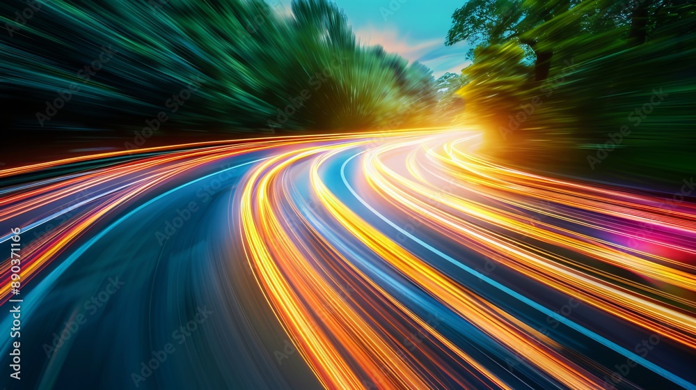 Data moves quickly on a road, creating the illusion of speed. This ...