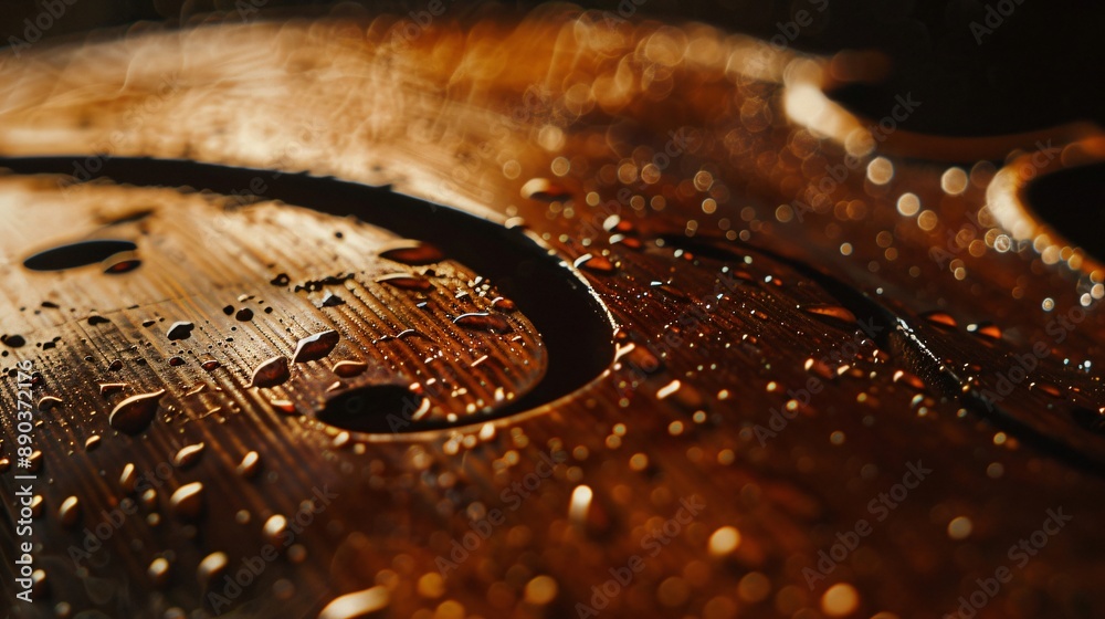 Extreme close-up of a violin's f-hole, wood grain and varnish details ...