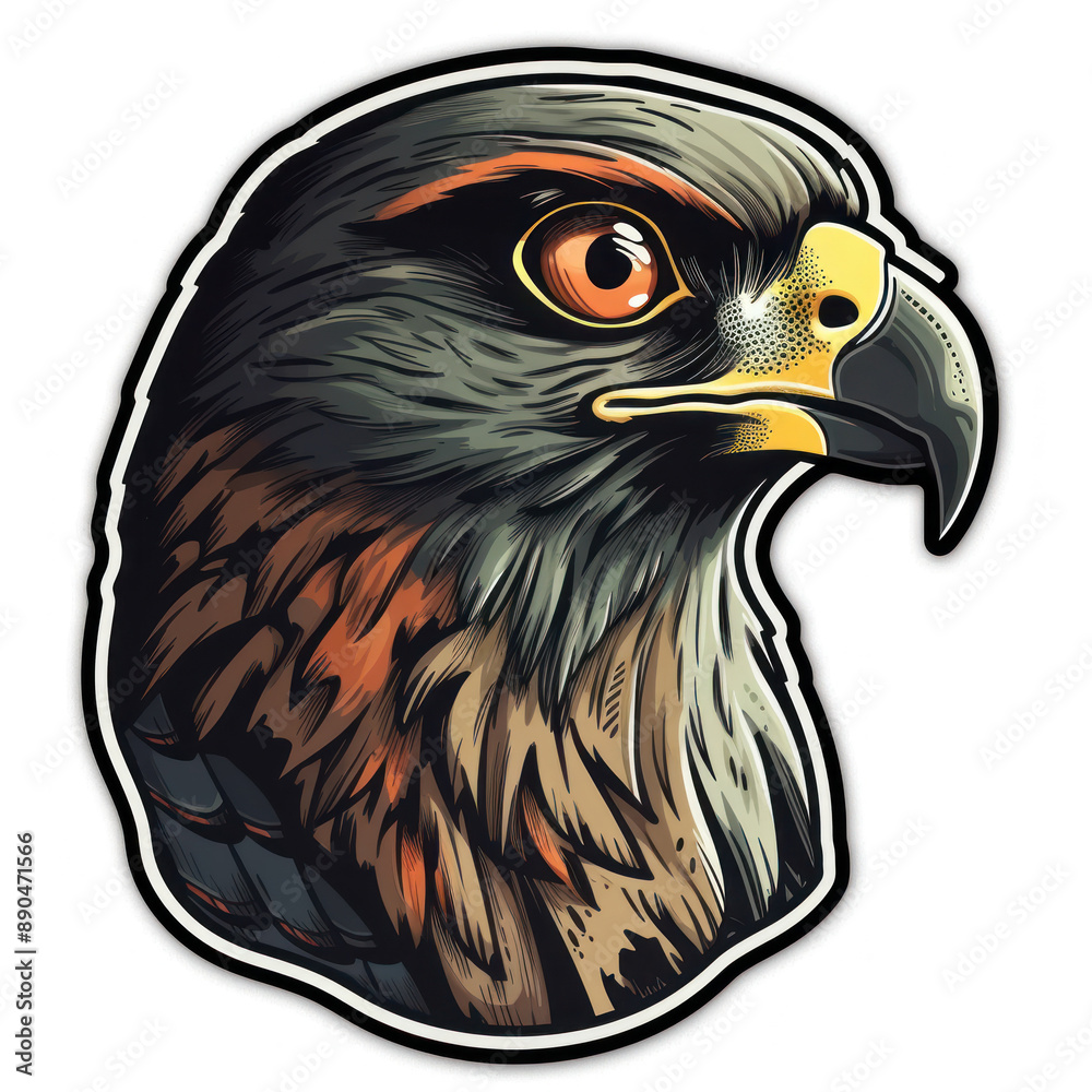 Cartoon style goshawk sticker, badge design Stock Illustration | Adobe ...
