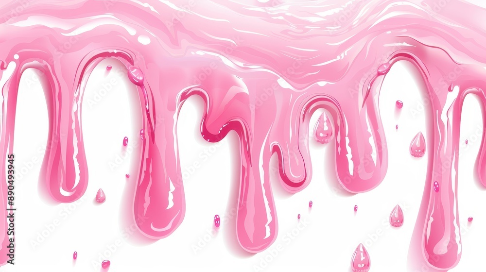 Collection of pink, glossy, dripping shapes resembling melted wax or a ...