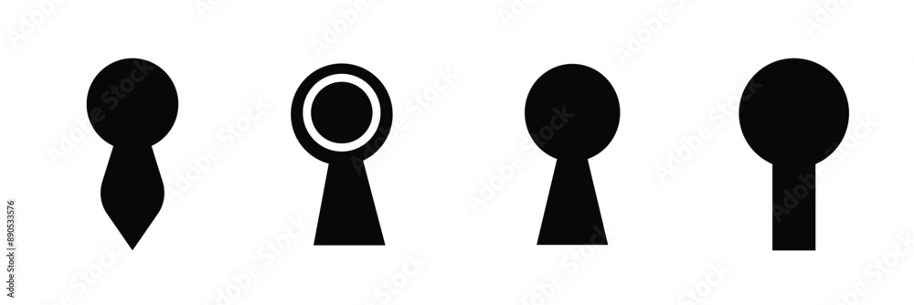 Keyhole vector icons set. Key hole illustration. Lock sign collection ...