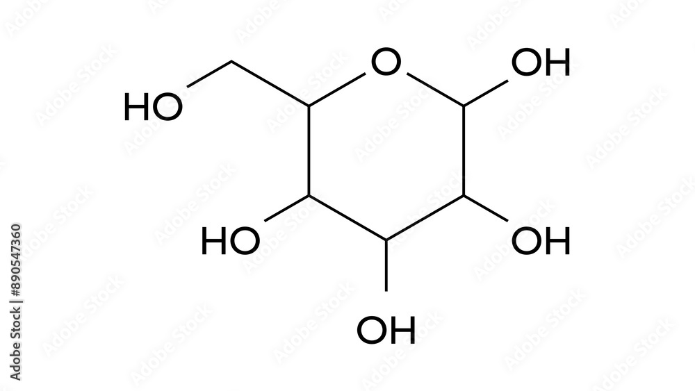 mannose molecule, structural chemical formula, ball-and-stick model ...