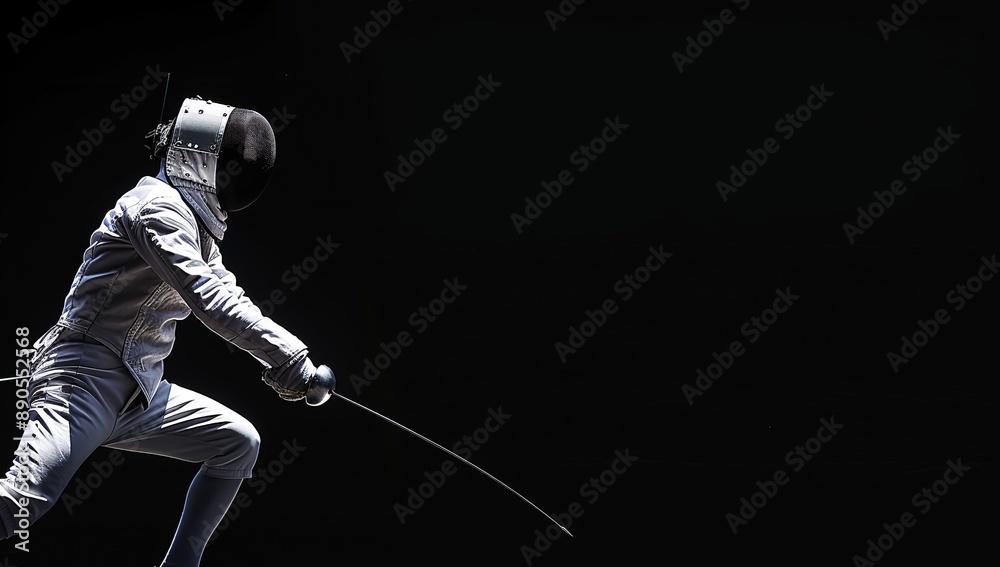 Architect Fencer Performing Attack with Sword Against Opponent ...