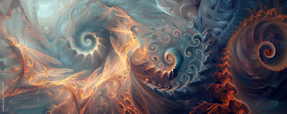 The Fibonacci sequence depicted in an abstract form, with swirling ...