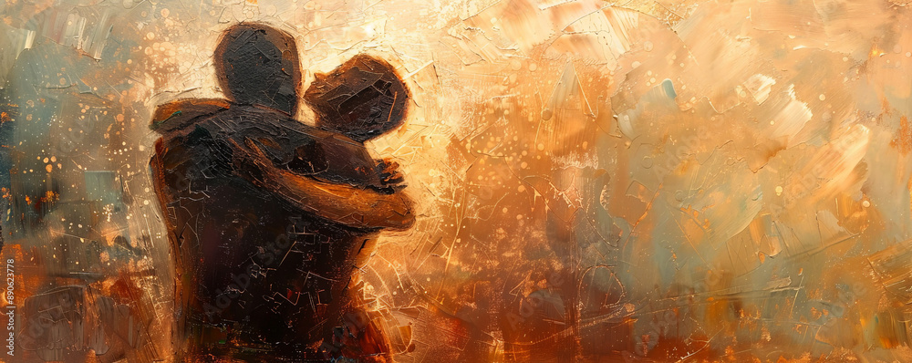 A modern take on the Prodigal Son, with abstract figures representing ...