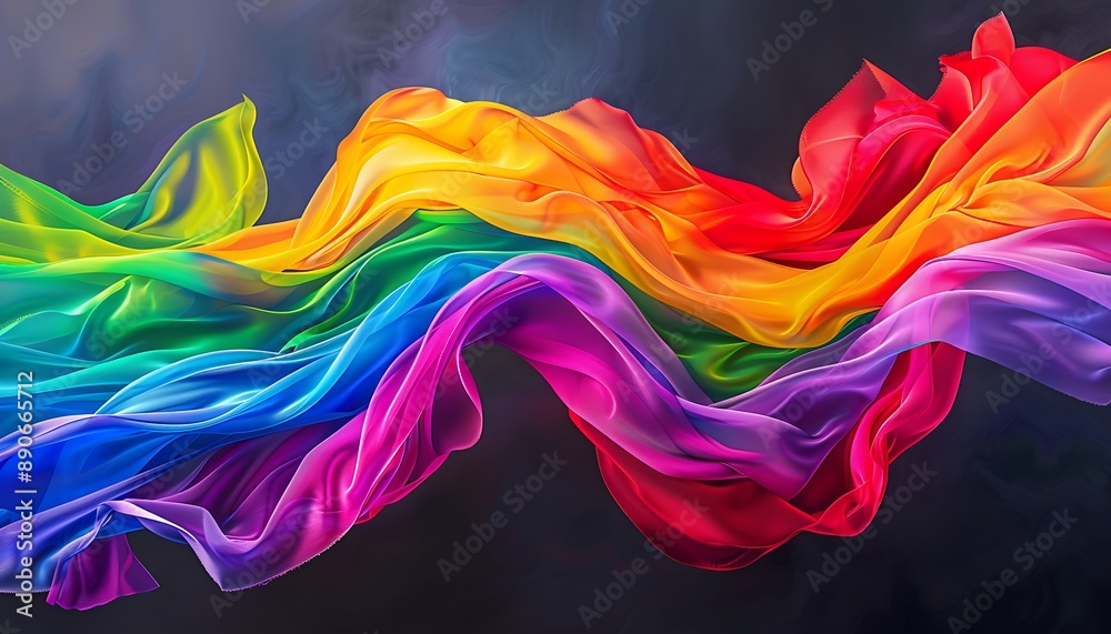 abstract painting of rainbow waves flowing and blending together ...