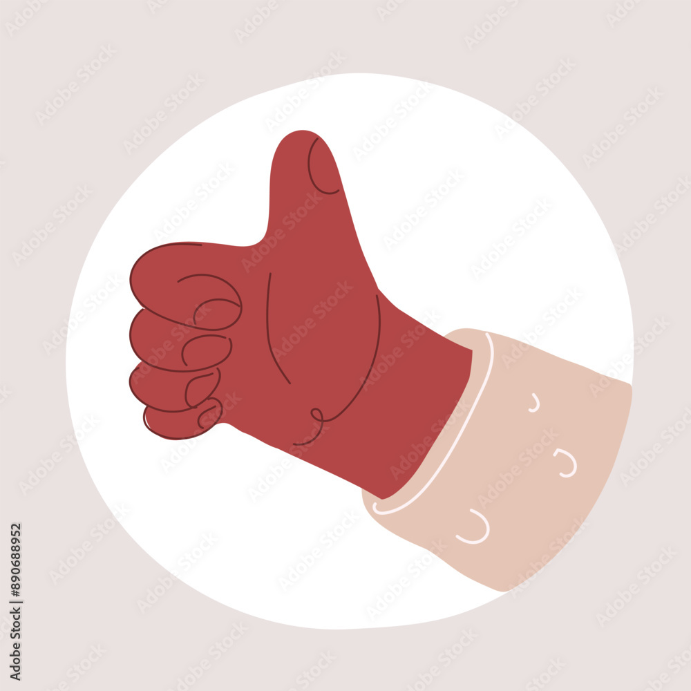 Cartoon vector illustration of thumb up hand gesture. Hand thumb up or ...