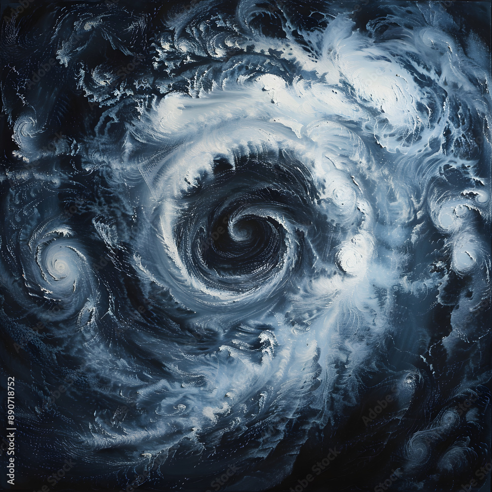 Cataclysmic Power: The Eye of a Ferocious Hurricane Over a Turbulent ...