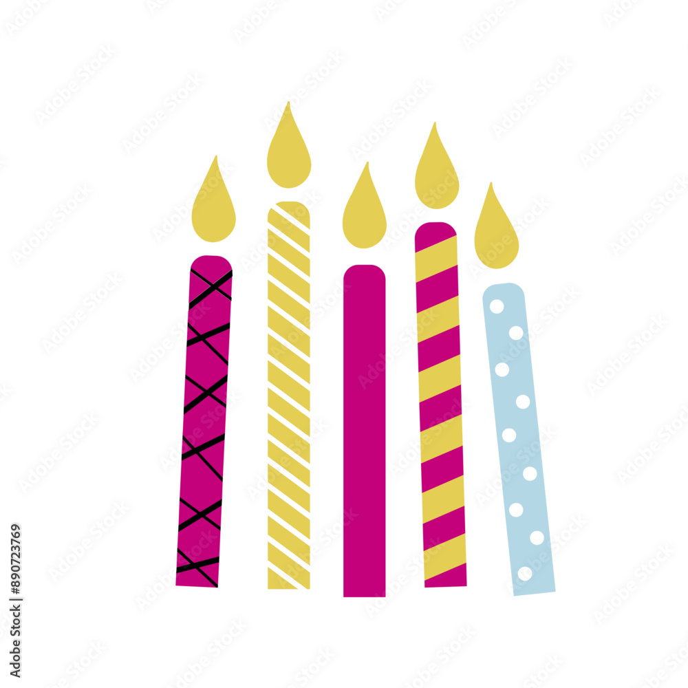 Birthday candles vector illustration on white background. Vector ...