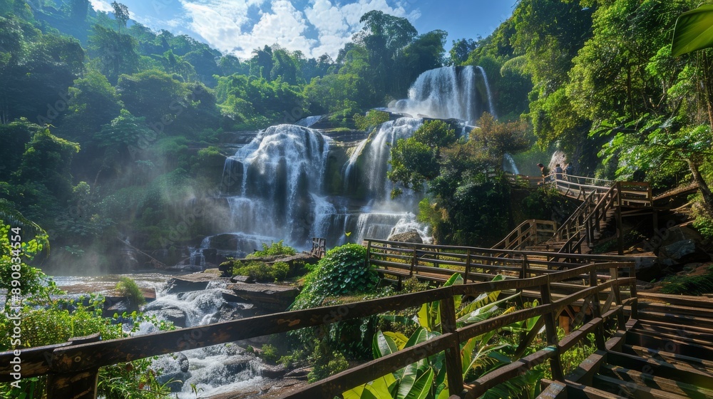 Mae Ya Waterfall, one of the most beautiful waterfalls in Thailand, at Doi InThanon, Chom Thong ...