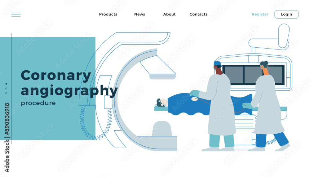 Coronary Angiography Procedure. Medical Equipment. Doctor and Nurse ...