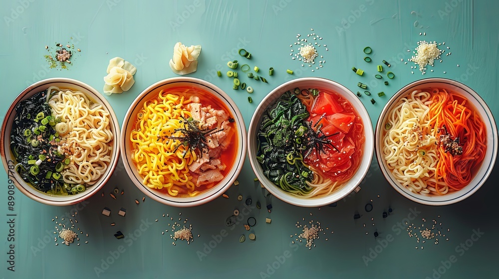 vector, illustration, Vintage asian japanese food sushi noodles, ramen ...