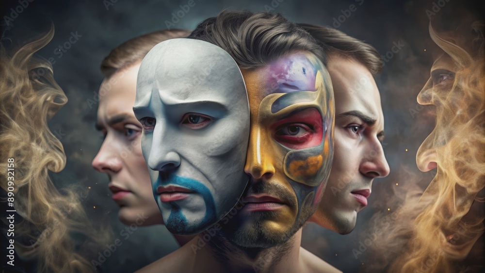 Foto de Stock Conceptual art depicting duality of human emotions ...