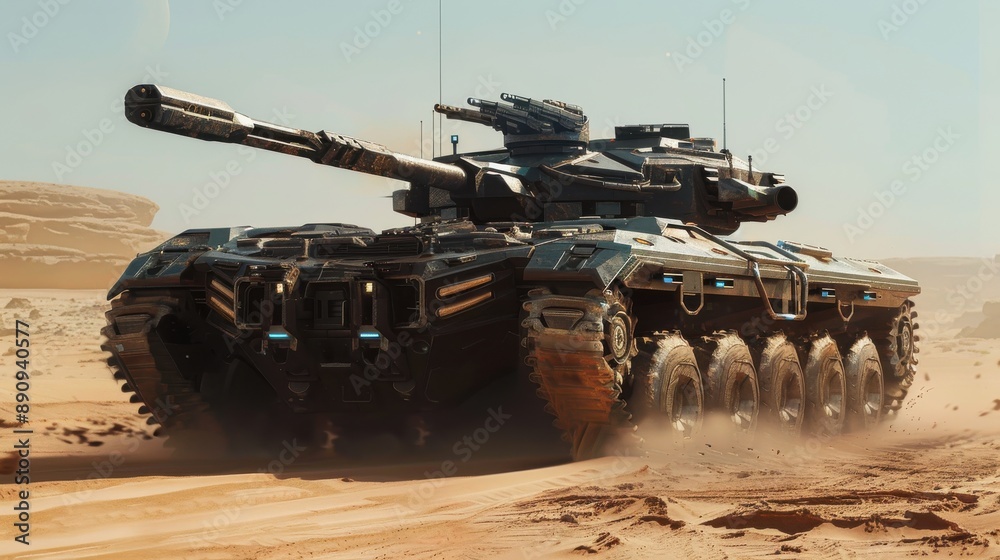 ภาพถ่าย Stock Advanced High-Tech Tank with Modular Armor and Adaptable ...