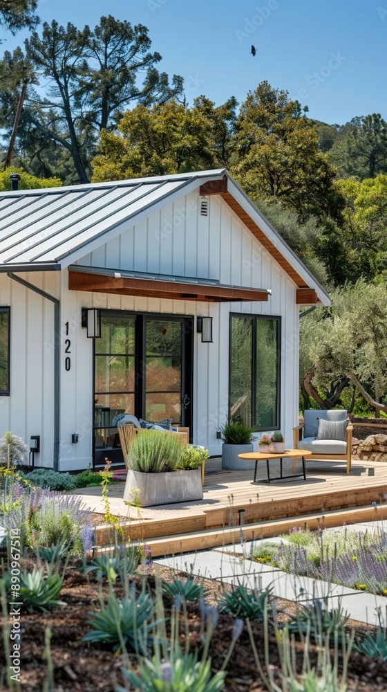 professional photo of a singlelevel ADU, modern farmhouse style ...