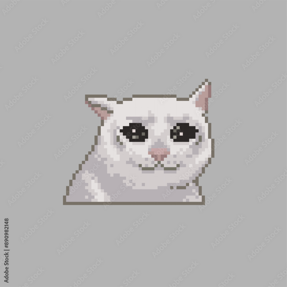 Crying cat, pixel art animal meme Stock Vector | Adobe Stock