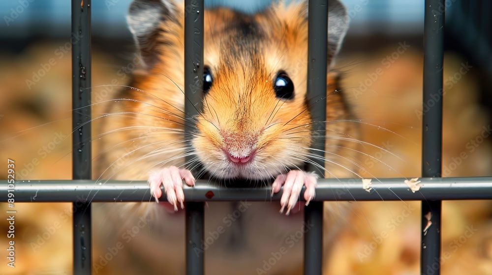 Hamster Escapes from Prison, Captured in a Playful Scene with Tiny Jail ...