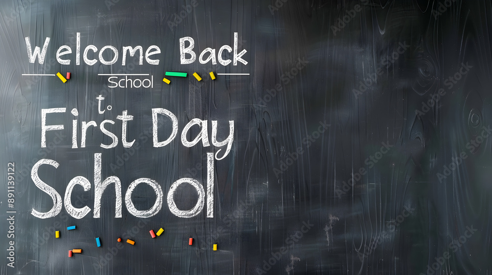 Welcome Back to School, First Day of School On whiteboard Stock Photo ...