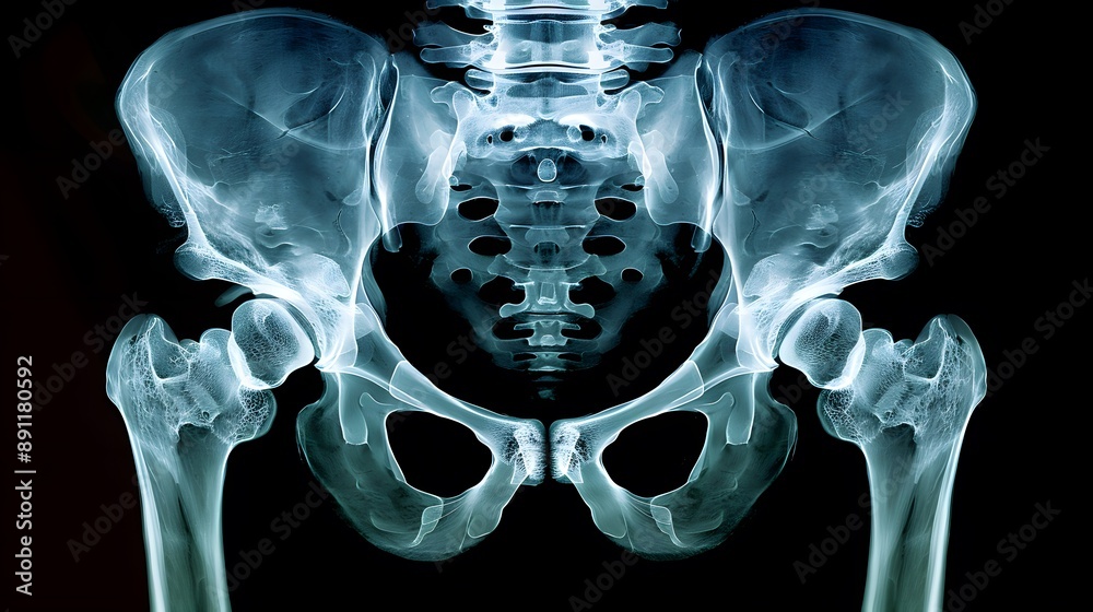 Foto de Stock X-Ray of a Pelvis: X-ray image of a human pelvis, showing detailed bone structure ...