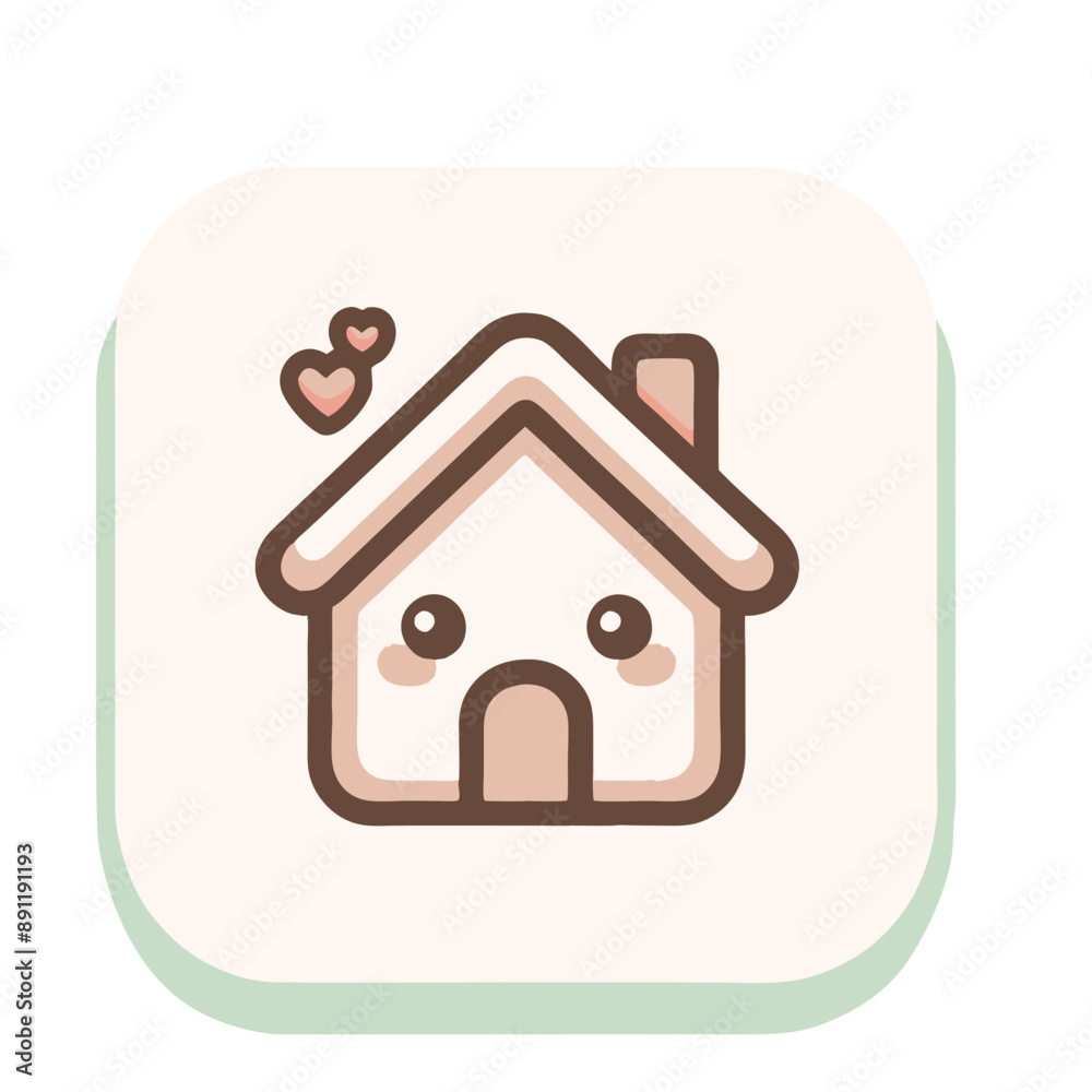 Simple cute home icon with pastel color scheme and kawaii aesthetic ...