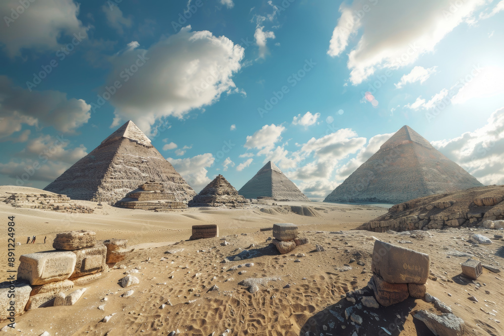 Iconic Monument Ancient Egypt Pyramids of Giza Stock Photo | Adobe Stock