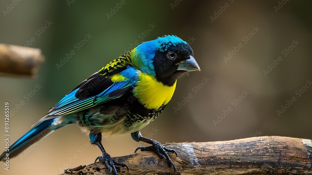 Paradise Tanager Tangara chilensis showcasing its vibrant colors in the ...