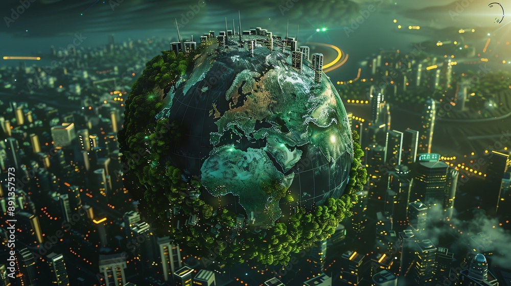 Hightech 3D Earth model with interactive layers, showing climate zones ...