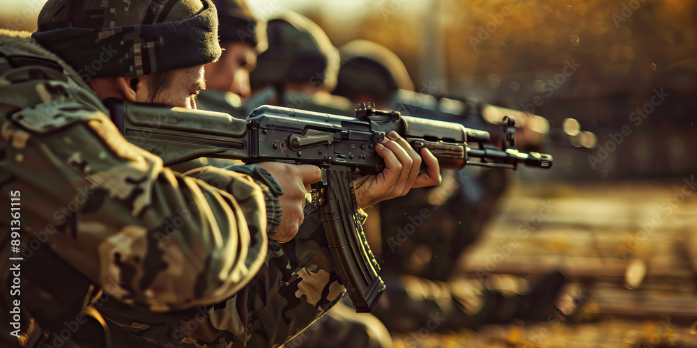 Aim True, Shoot Straight: Soldiers practicing with rifles at a firing ...