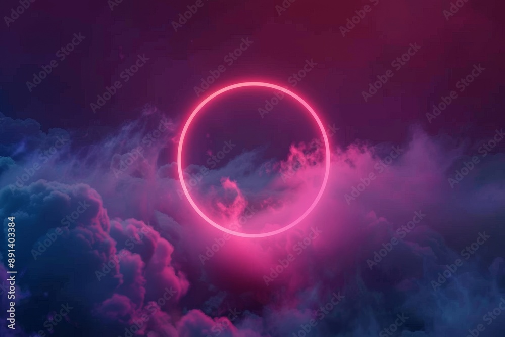 Abstract looping purple energy waves from particles of futuristic high ...