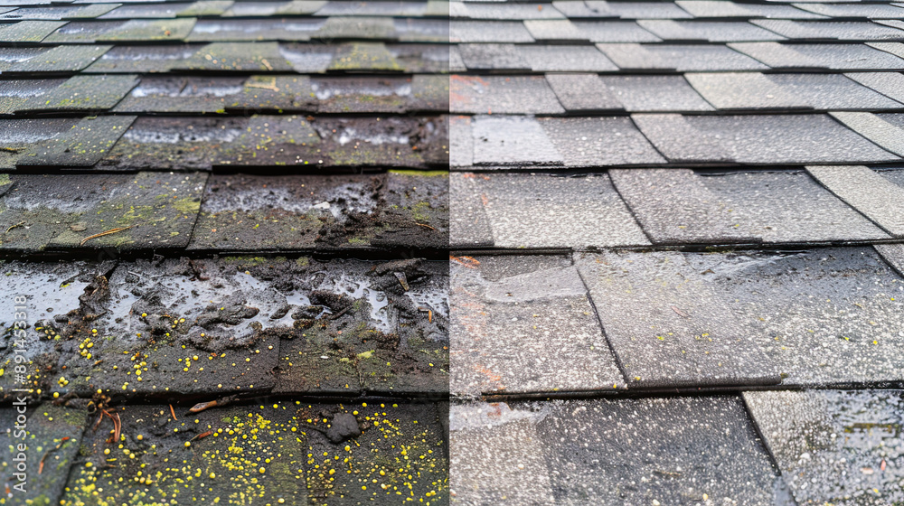 Comparison of Rooftop Before and After Cleaning, Roof Cleaning Results ...